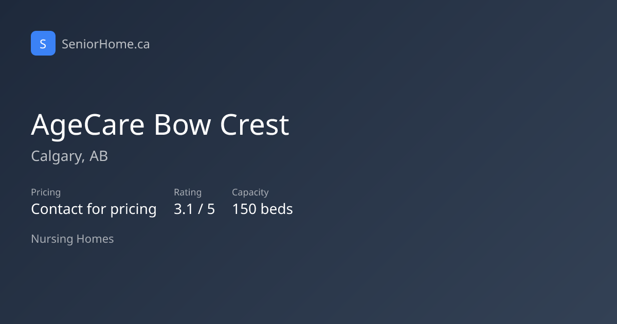 AgeCare Bow Crest — Calgary, AB | SeniorHome.ca